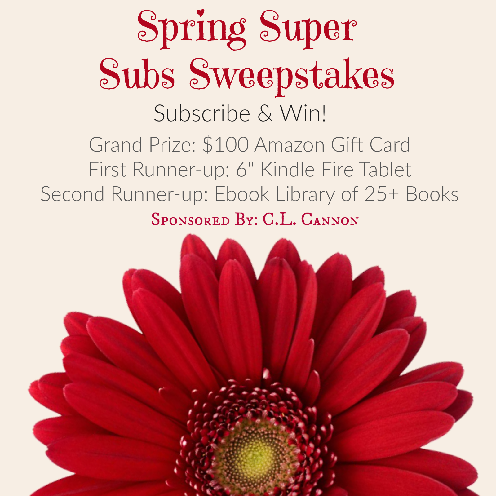 Spring Super Subs Sweepstakes » C.L. Cannon | Fantasy Author